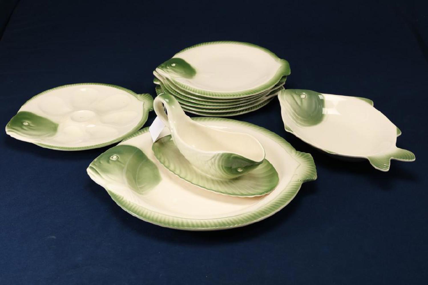 Matservis, Longwy, France, 10 delar, för fisk och skald | Auktion